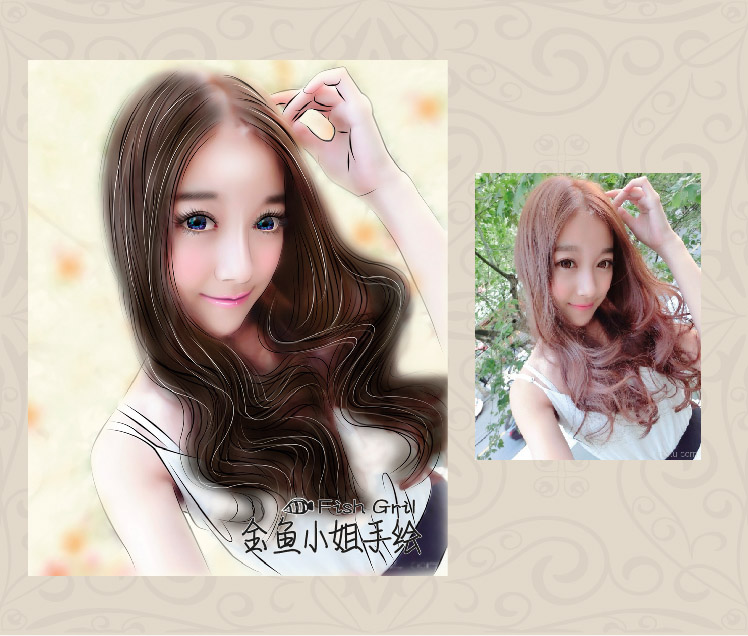 手绘人物 将照片用PS转成手绘画 shop116007… - 高清图片，堆糖，美图壁纸兴趣社区
