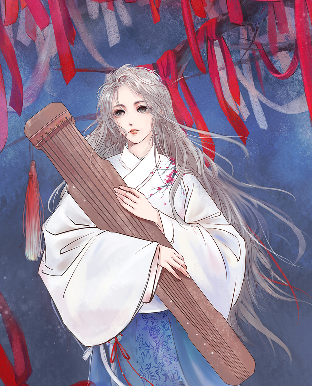 手绘古风白发女子 - 高清图片，堆糖，美图壁纸兴趣社区