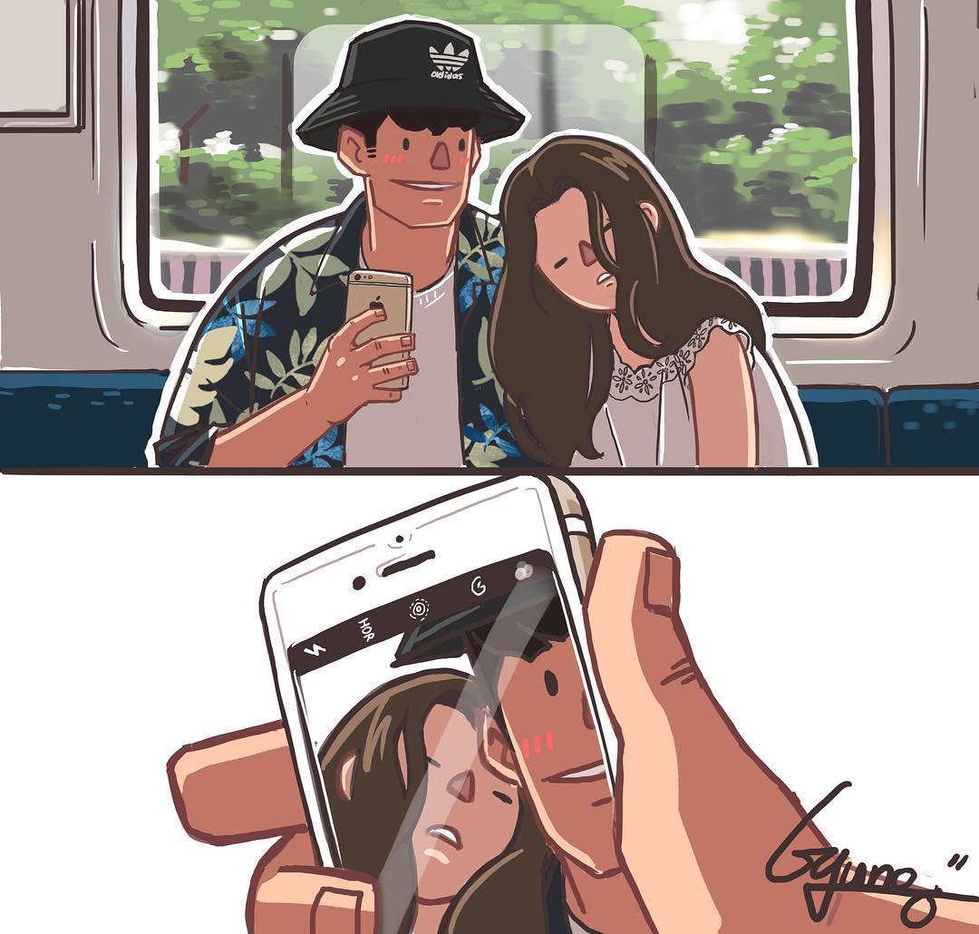 韩国插画师|이규영 gyung_studio 情侣 - 高清图片，堆糖，美图壁纸兴趣社区