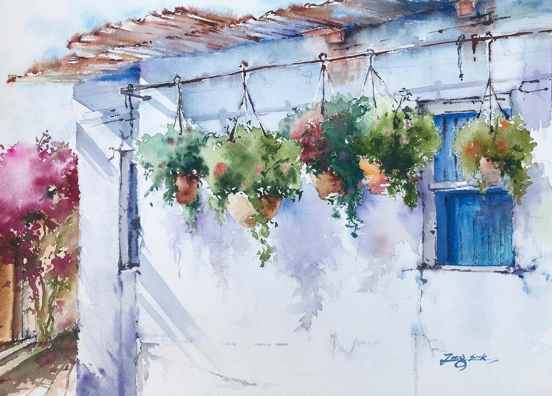 水彩风景 韩国插画yyun - 高清图片，堆糖，美图壁纸兴趣社区