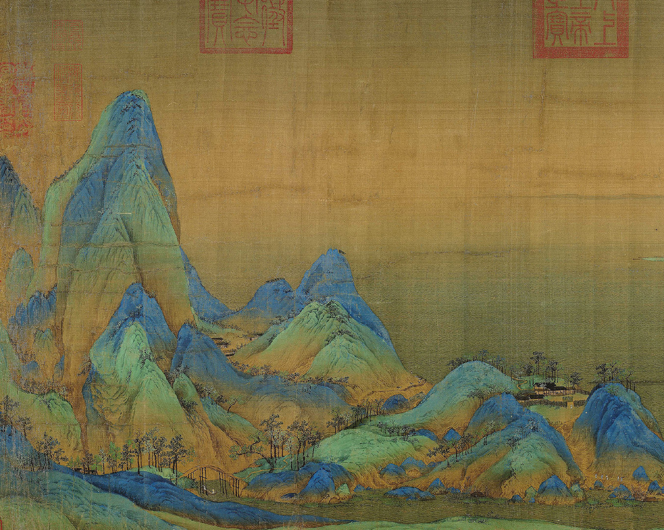 千里江山图 王希孟 - 高清图片，堆糖，美图壁纸兴趣社区