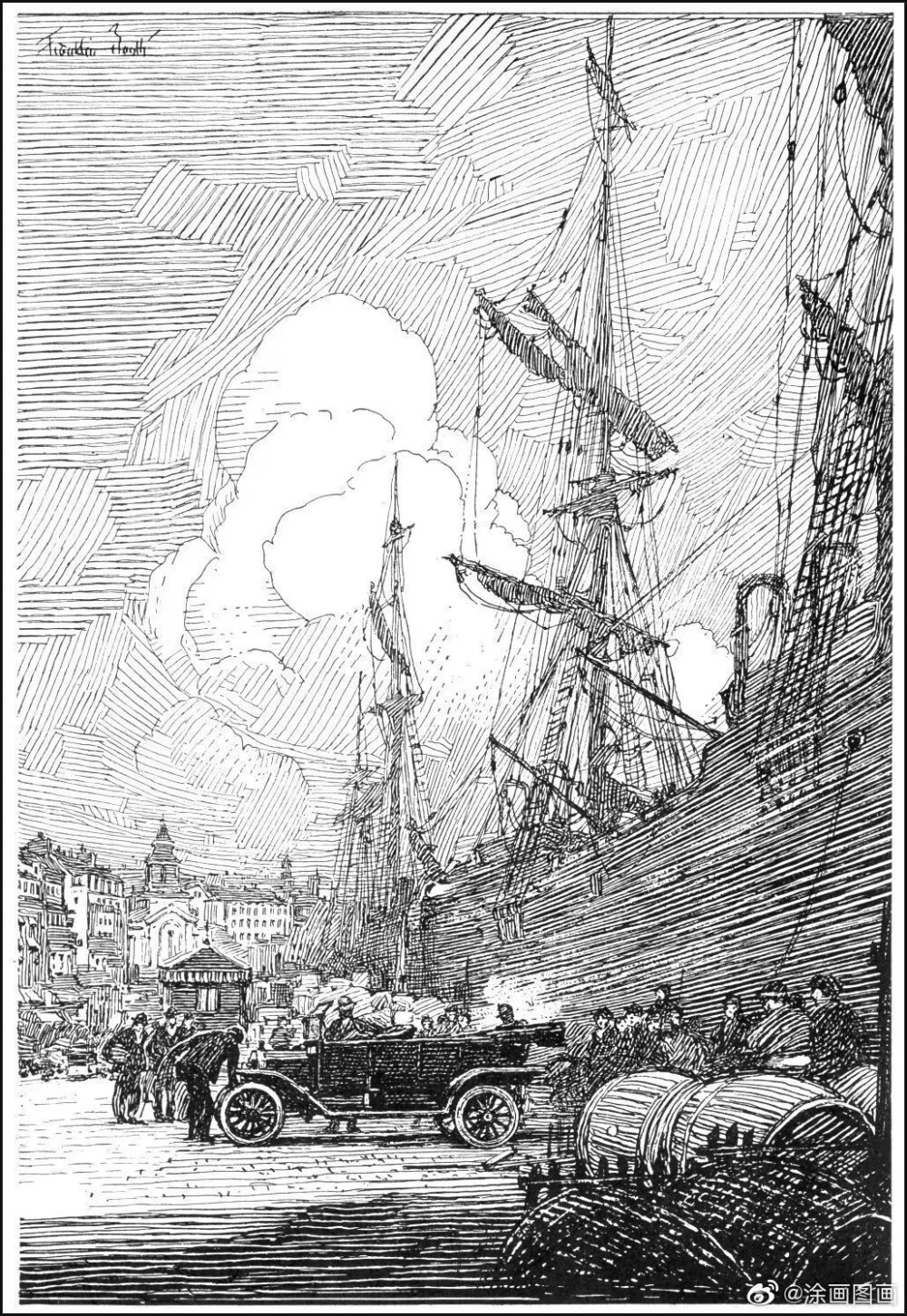 美国插画艺术家 Franklin Booth (1874 – 1… - 堆糖，美图壁纸兴趣社区